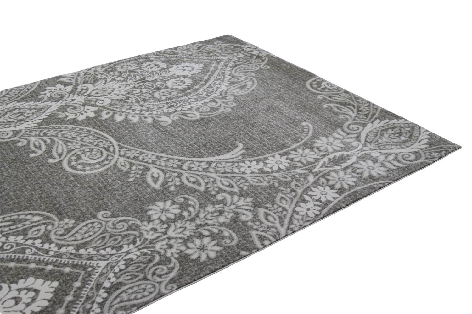 Damask Tone on Tone Gray Rug - Transitional Gray Rugs