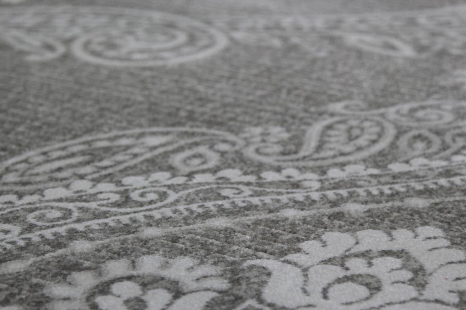 Damask Tone on Tone Gray Rug - Transitional Gray Rugs
