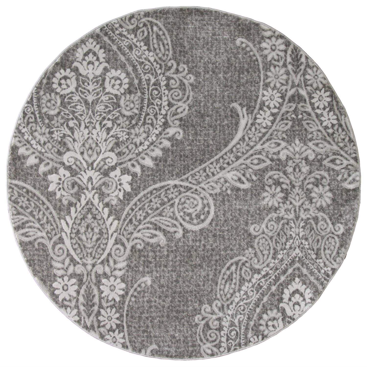 Damask Tone on Tone Gray Rug - Transitional Gray Rugs