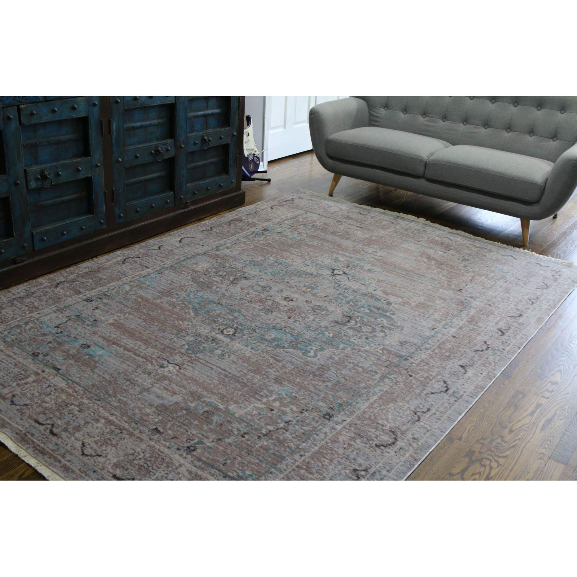 Distressed Persian Rug Teal - Soft Faded Oriental Rug | Cozy Rugs Chicago