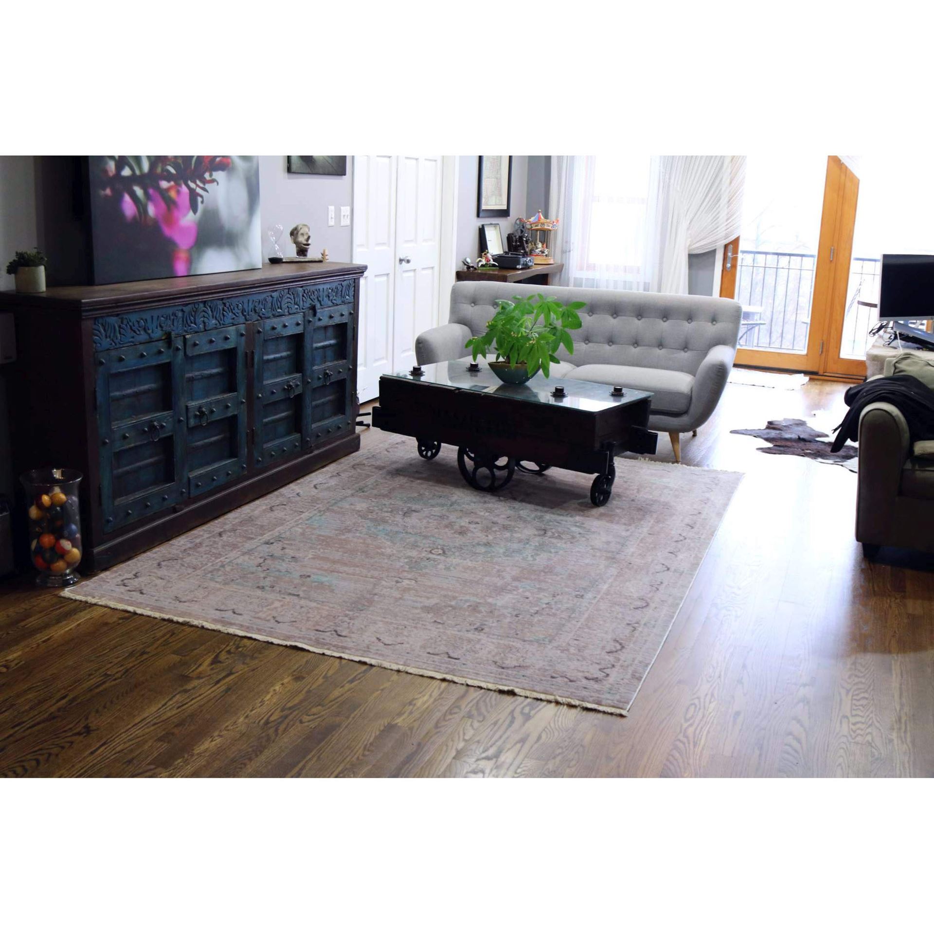 Distressed Persian Rug Teal - Soft Faded Oriental Rug | Cozy Rugs Chicago