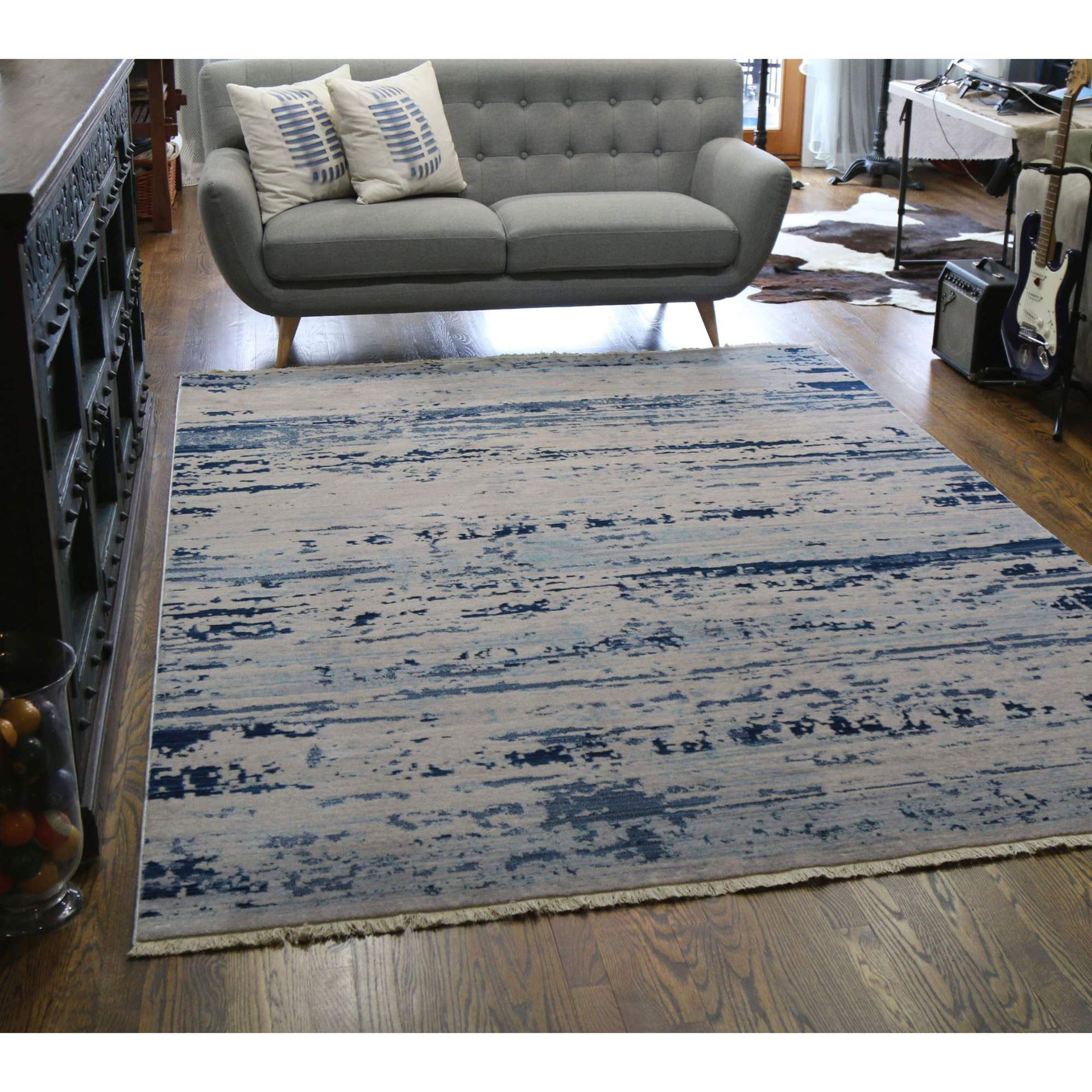 Picasso Relined Abstract Blue Rug - Blue Striped Rug | Cozy Rugs Chicago