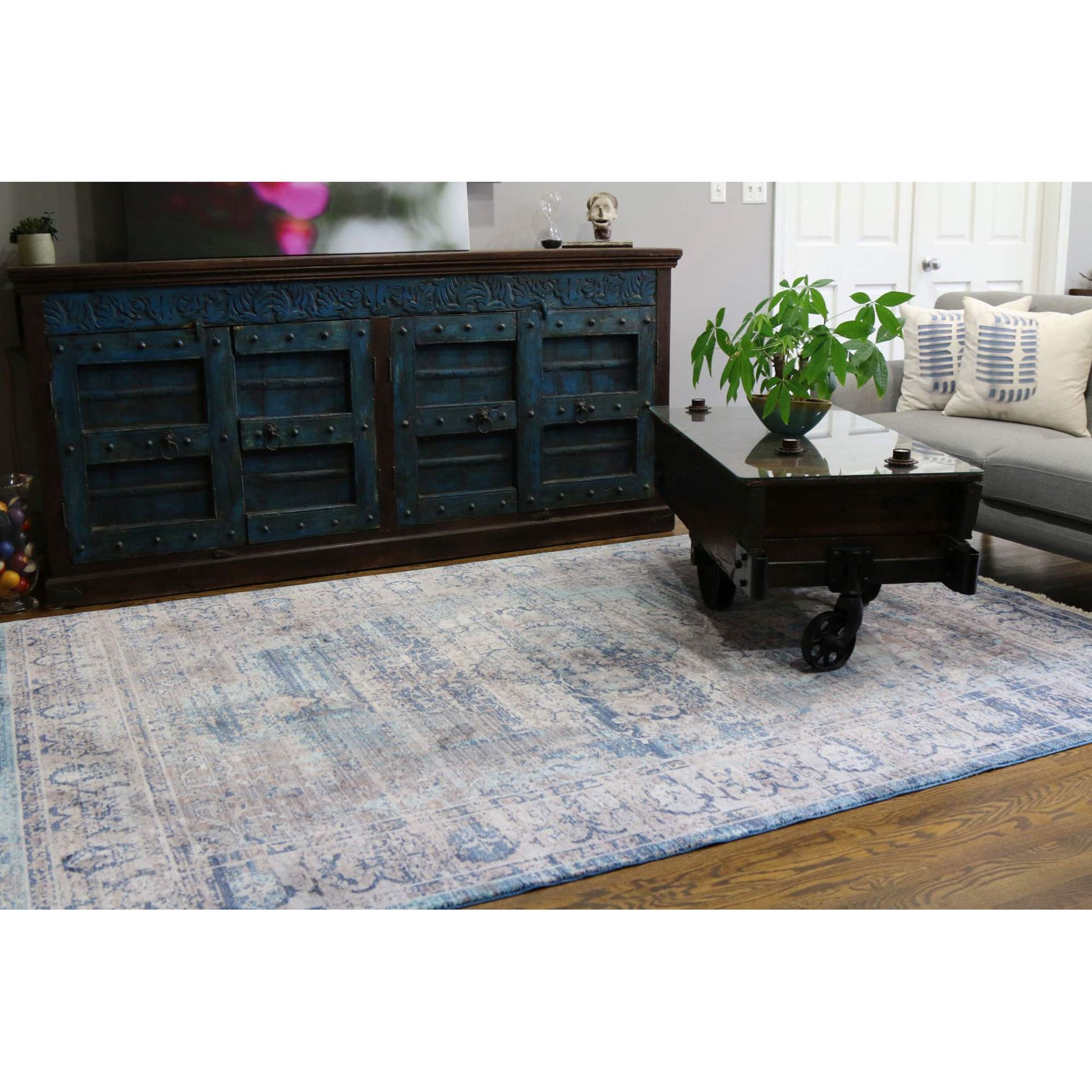 Picasso Soft Blue Distressed Rug - Vintage Persian Oriental rugs | by ...