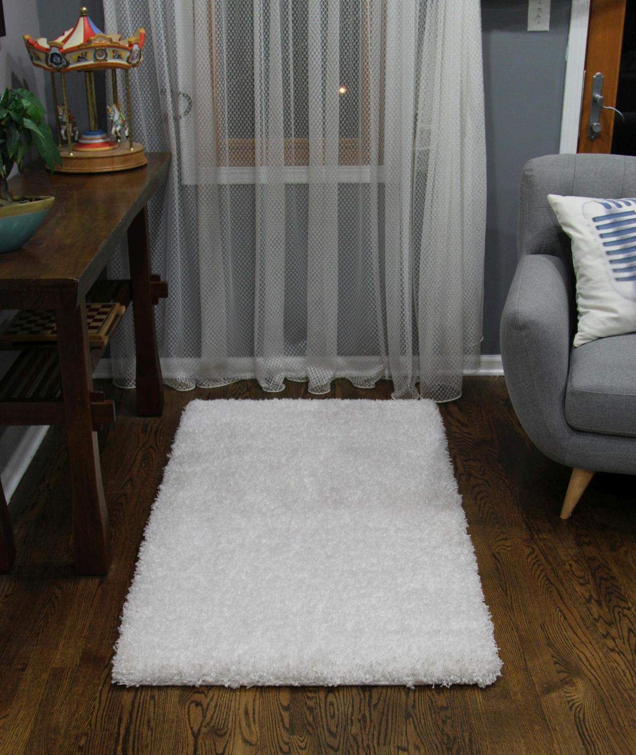Solid White Shag Rug - Snow White Plush Fluffy Shaggy