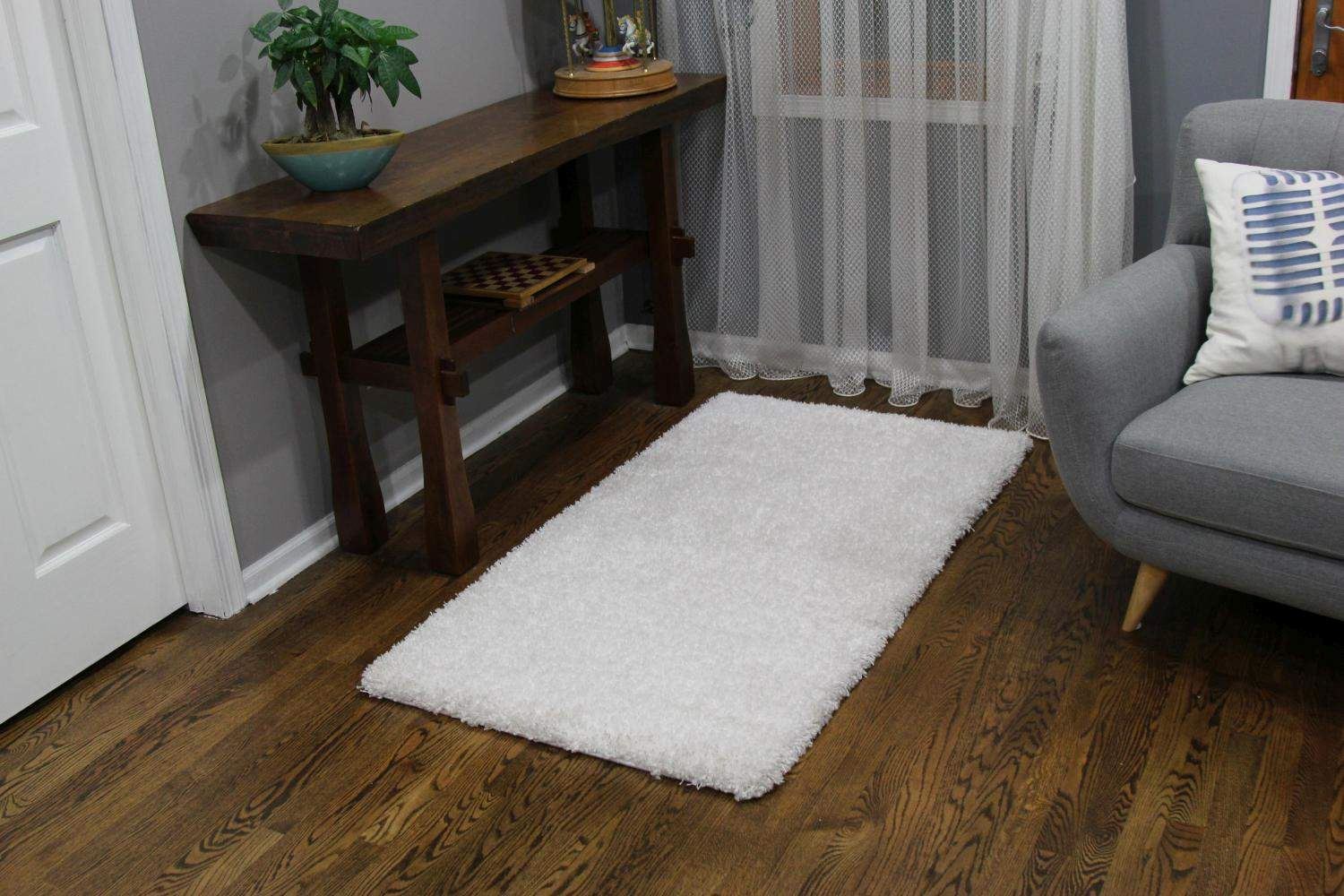 Solid White Shag Rug - Snow White Plush Fluffy Shaggy