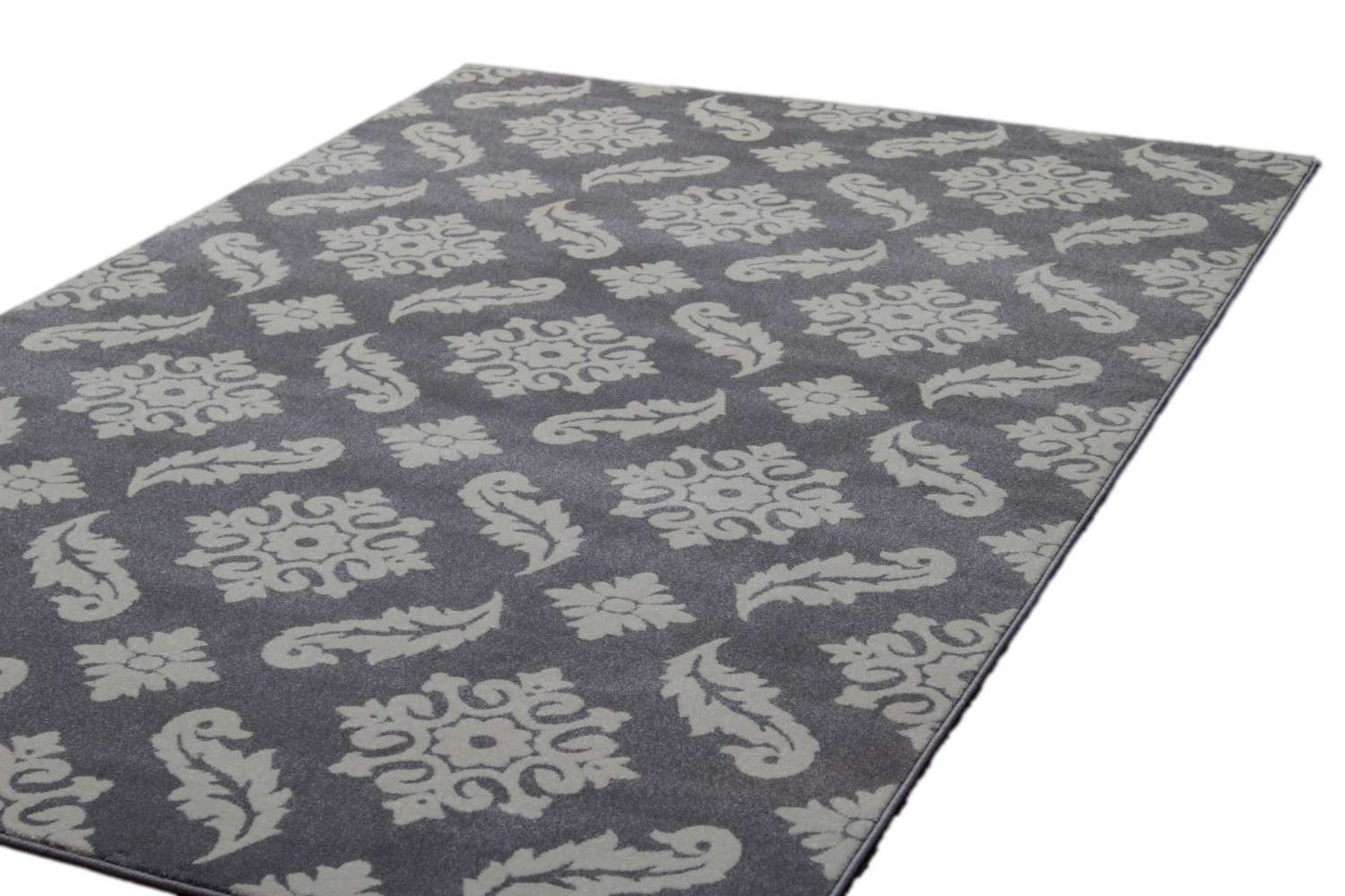 Transitional Floral Gray Rug - Floral Contemporary Rug with Trellis Pattern