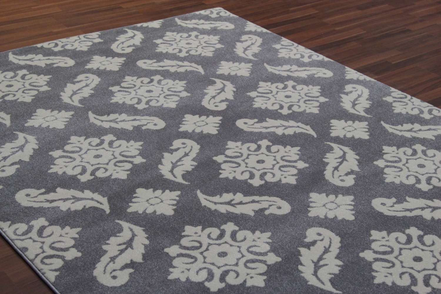 Transitional Floral Gray Rug - Floral Contemporary Rug with Trellis Pattern