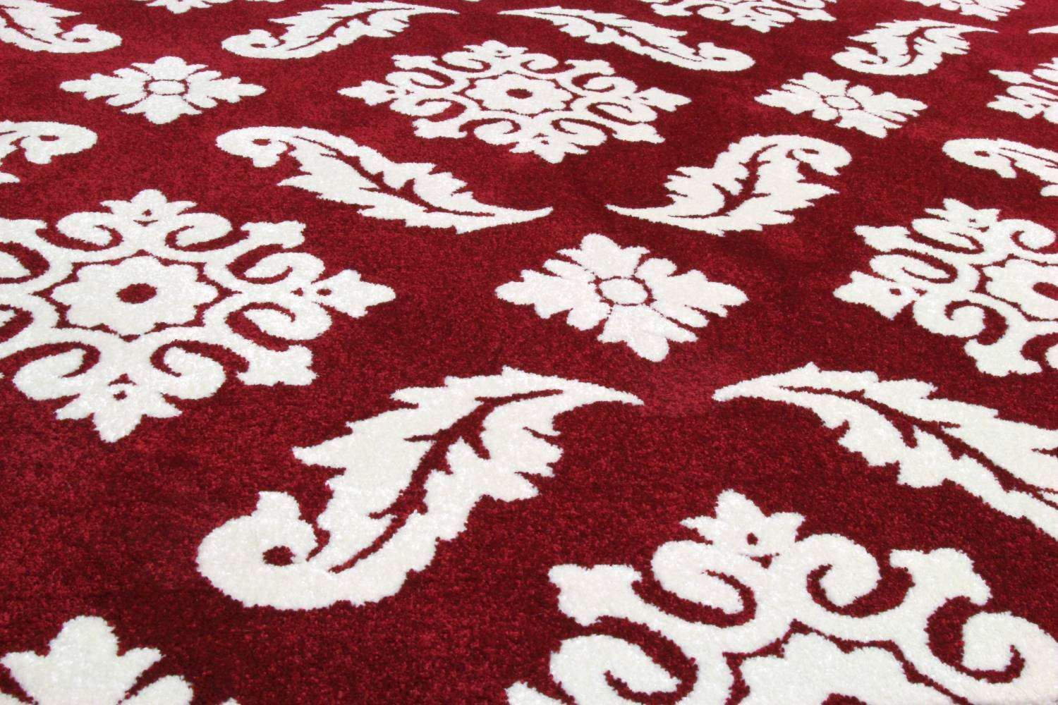 Transitional Floral Red Rug - Floral Contemporary Rug with Trellis Pattern