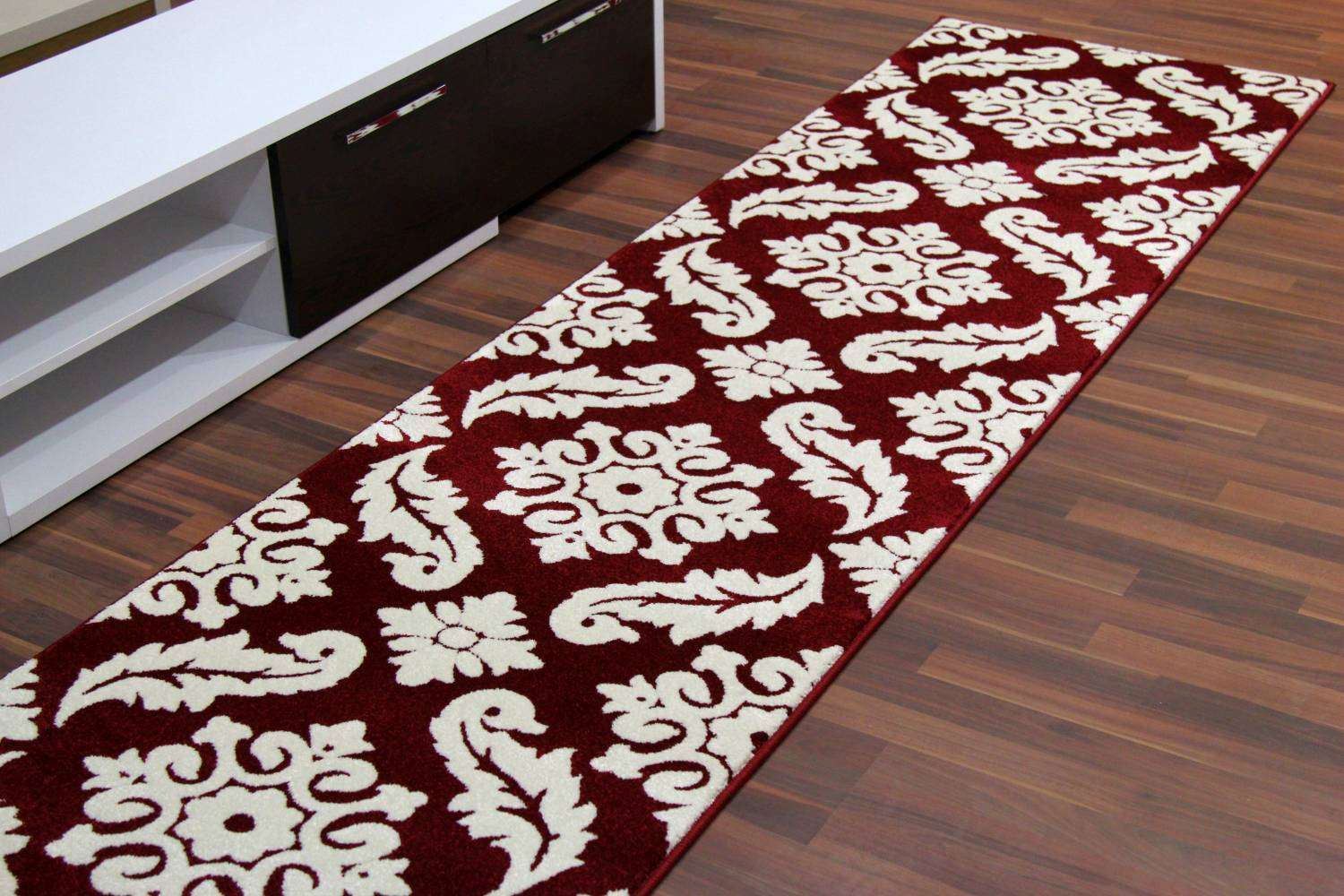 Transitional Floral Red Rug - Floral Contemporary Rug with Trellis Pattern