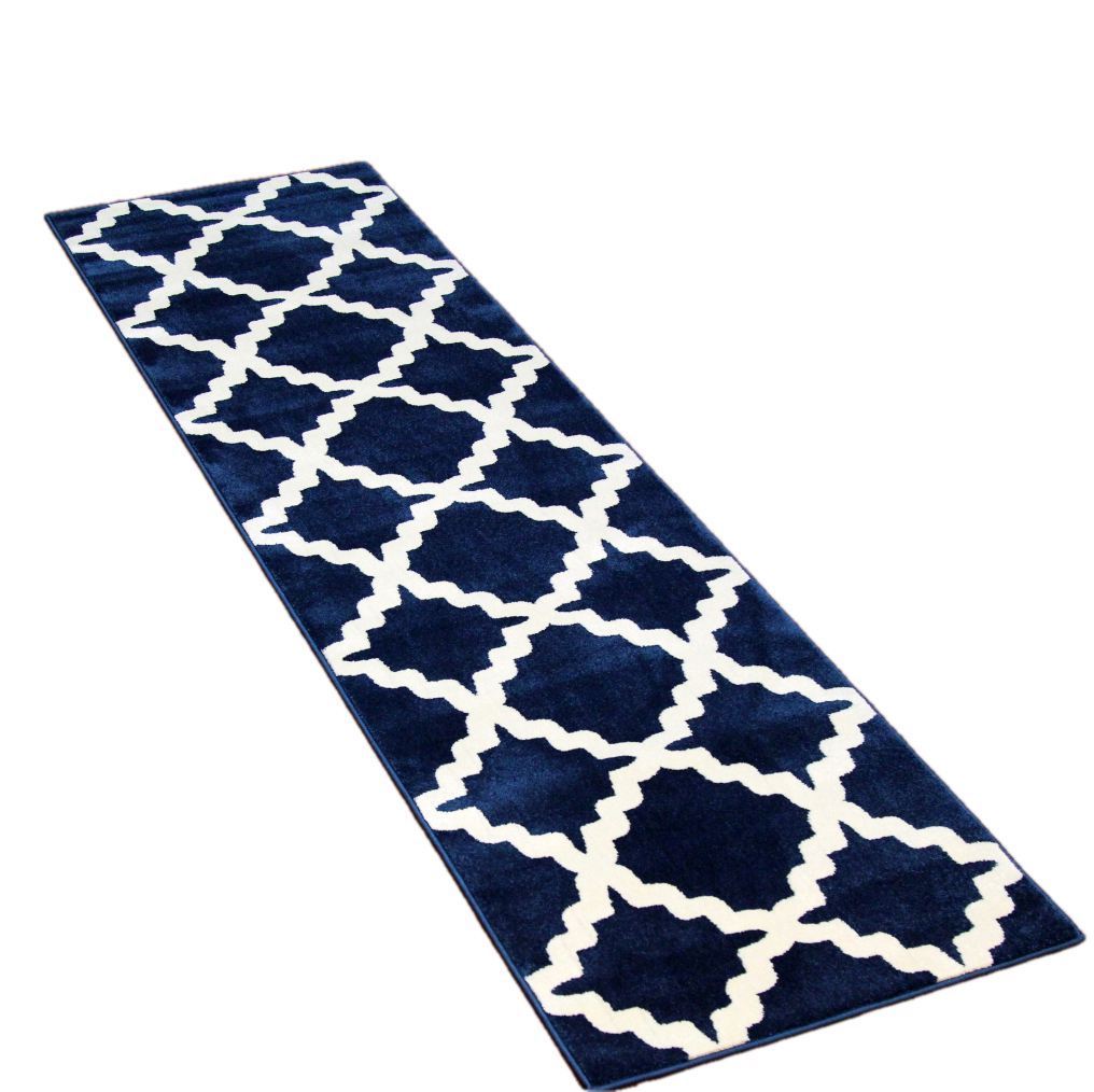 Trellis Blue Rug - Graphic Contemporary Rug with Trellis Pattern